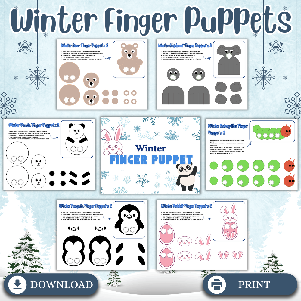 Printable Winter Finger Puppets for Kids – Arts Crafts Learning