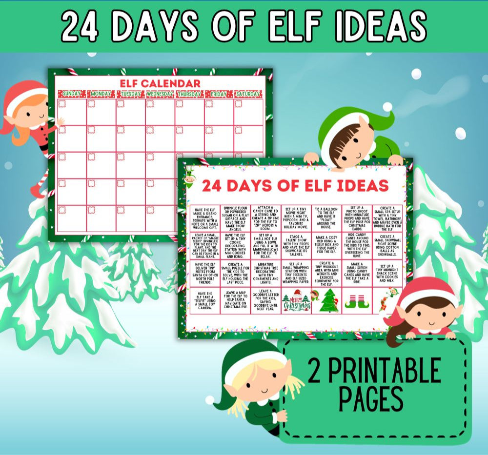 24 Days of Elf Ideas with Printable Holiday Calendar – Arts Crafts Learning