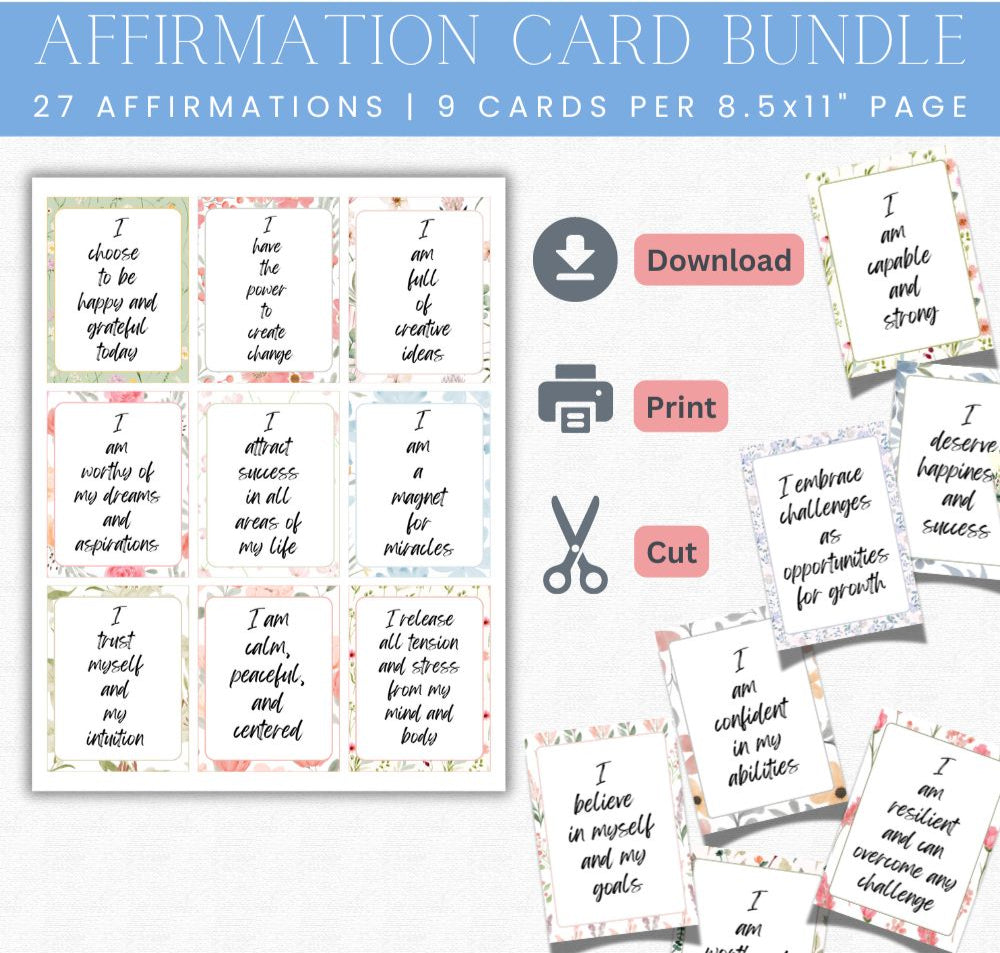 Affirmation Card Bundle (Printable Digital Pack) – Arts Crafts Learning
