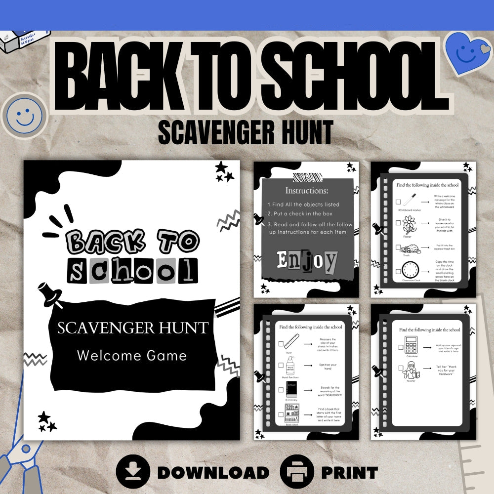 Back to School Scavenger Hunt Printable Game – Arts Crafts Learning