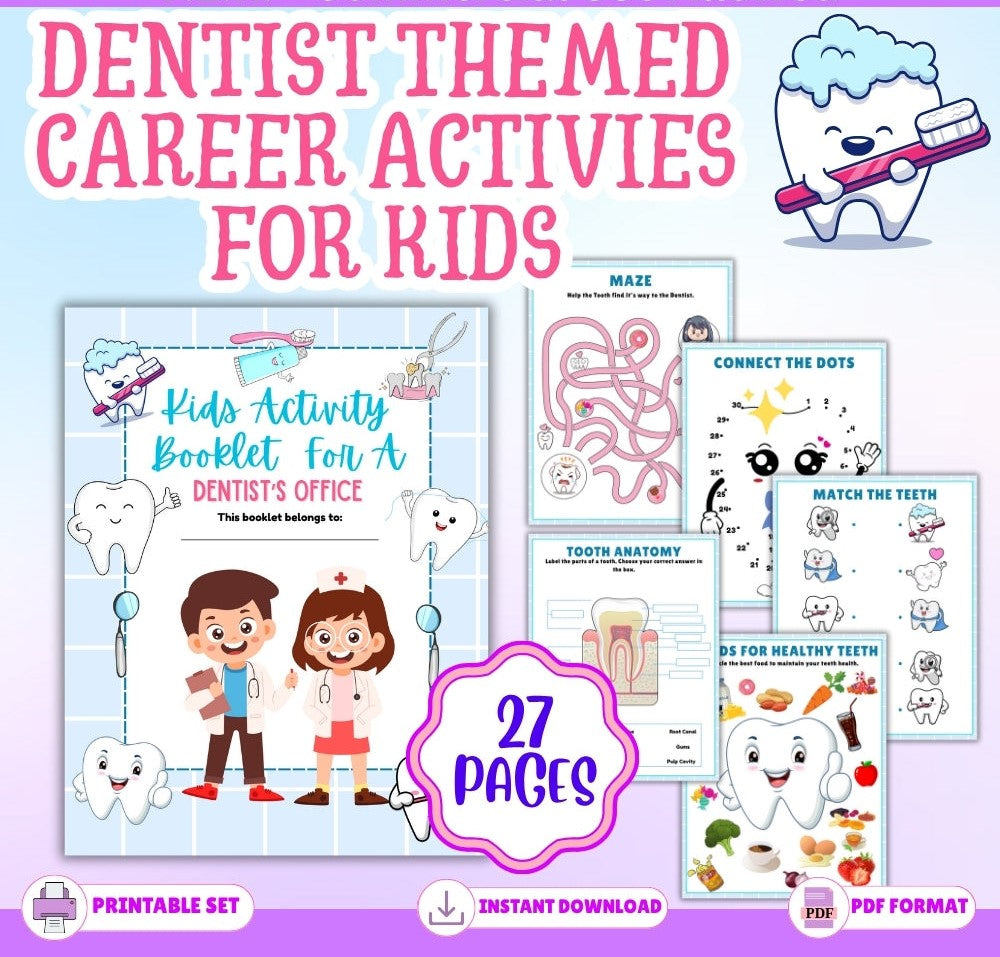 Kids Dentist Activity Pack Printable (29 Pages) – Arts Crafts Learning