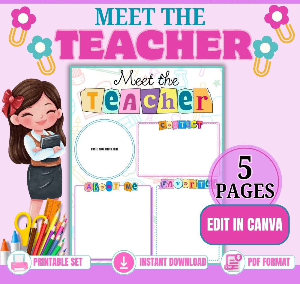 Editable Meet the Teacher Canva Templates – Arts Crafts Learning