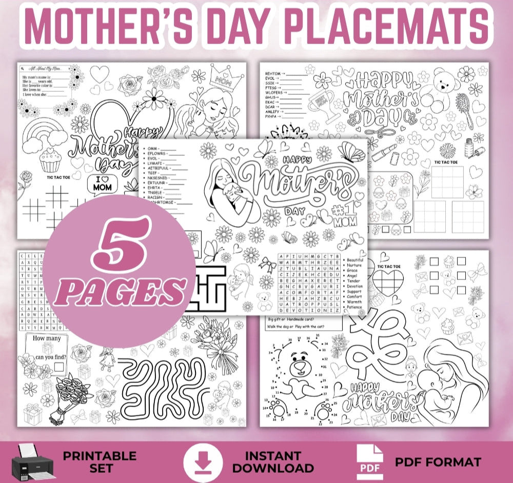 Printable Mother’s Day Activity Placemats for Kids – Arts Crafts Learning