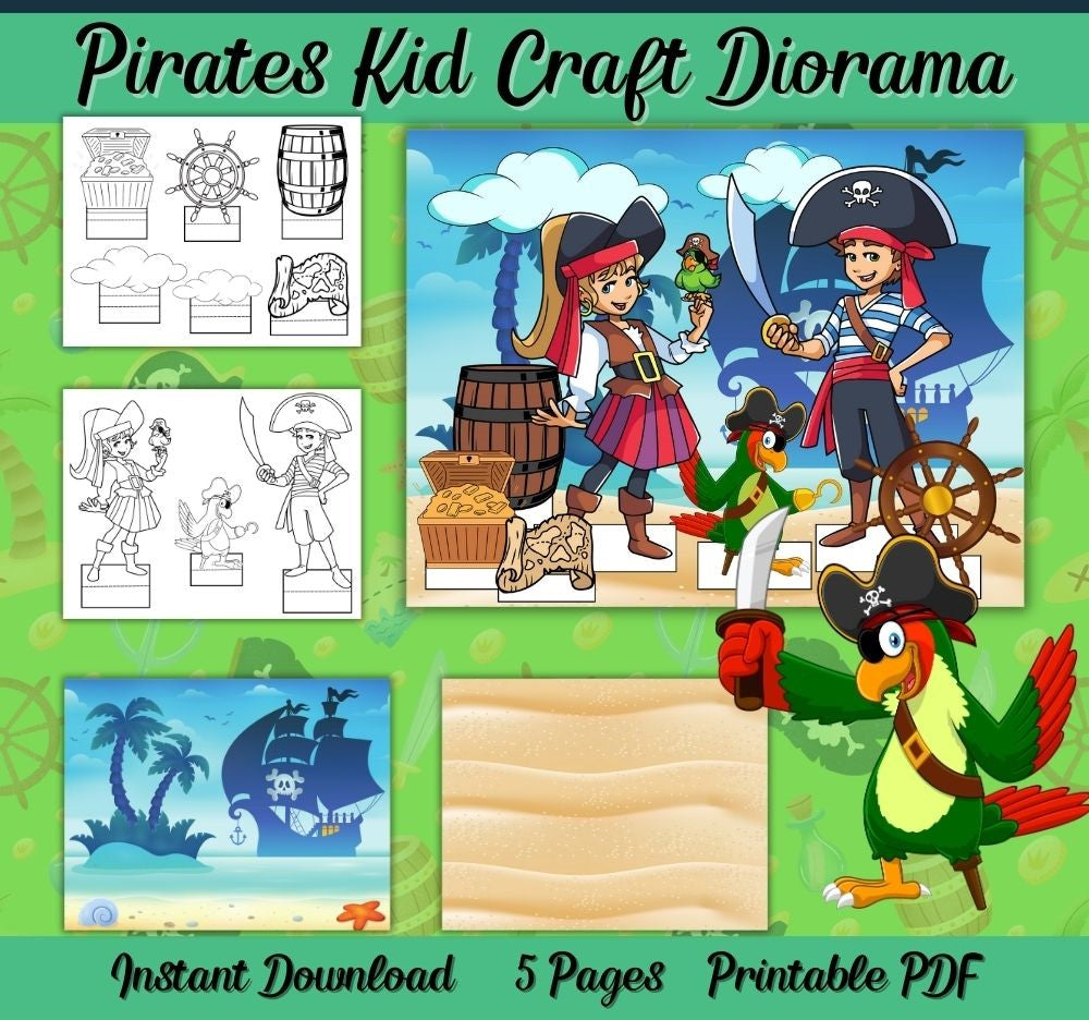 Pirate Kids Craft Diorama – Printable Pirate Adventure – Arts Crafts ...