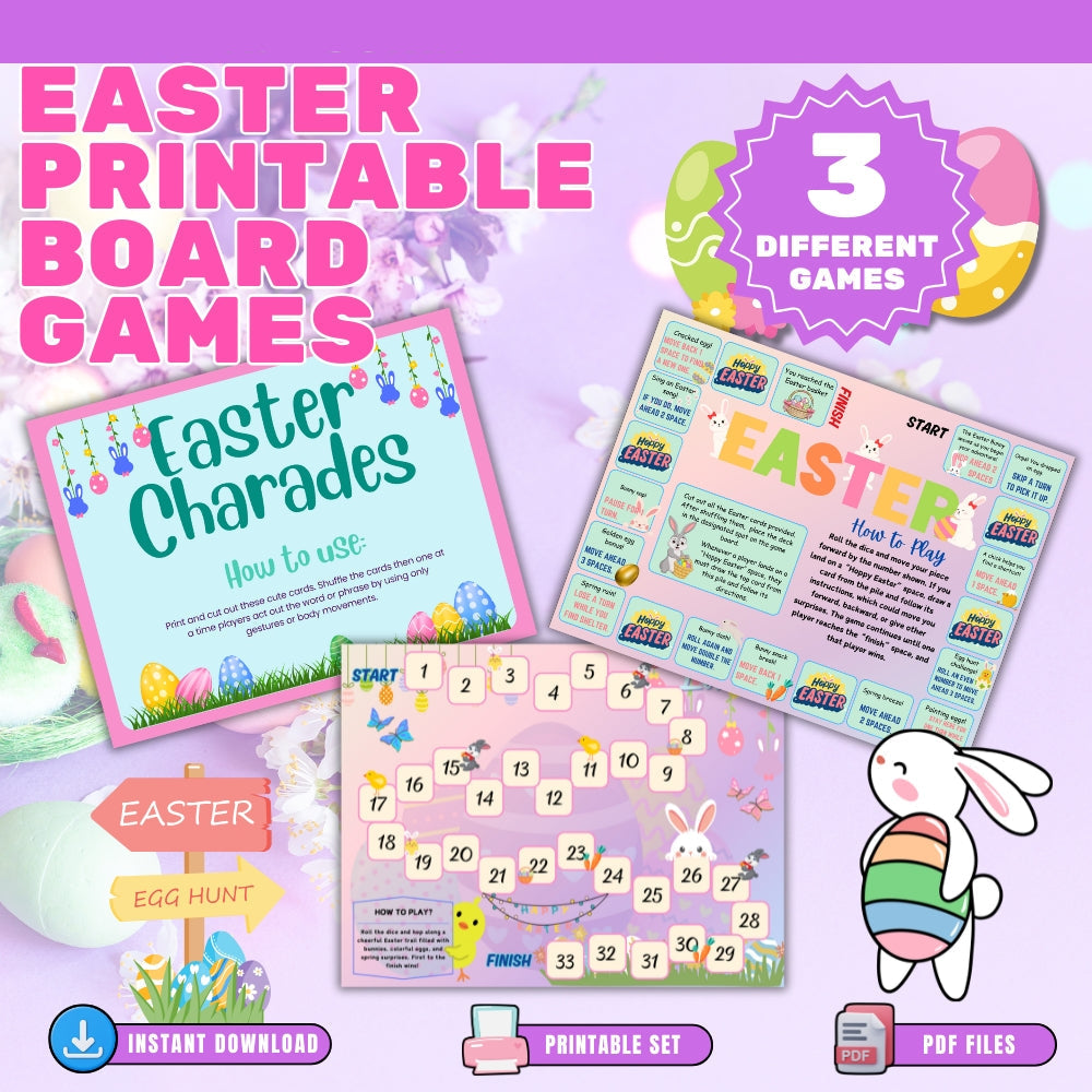 Easter Printable Board Game Bundle – Fun Family Play – Arts Crafts Learning