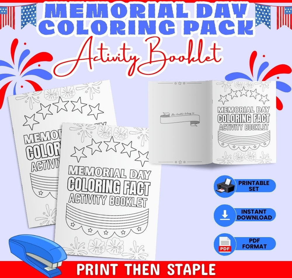 Printable Memorial Day Activity Booklet – 12 Pages – Arts Crafts Learning