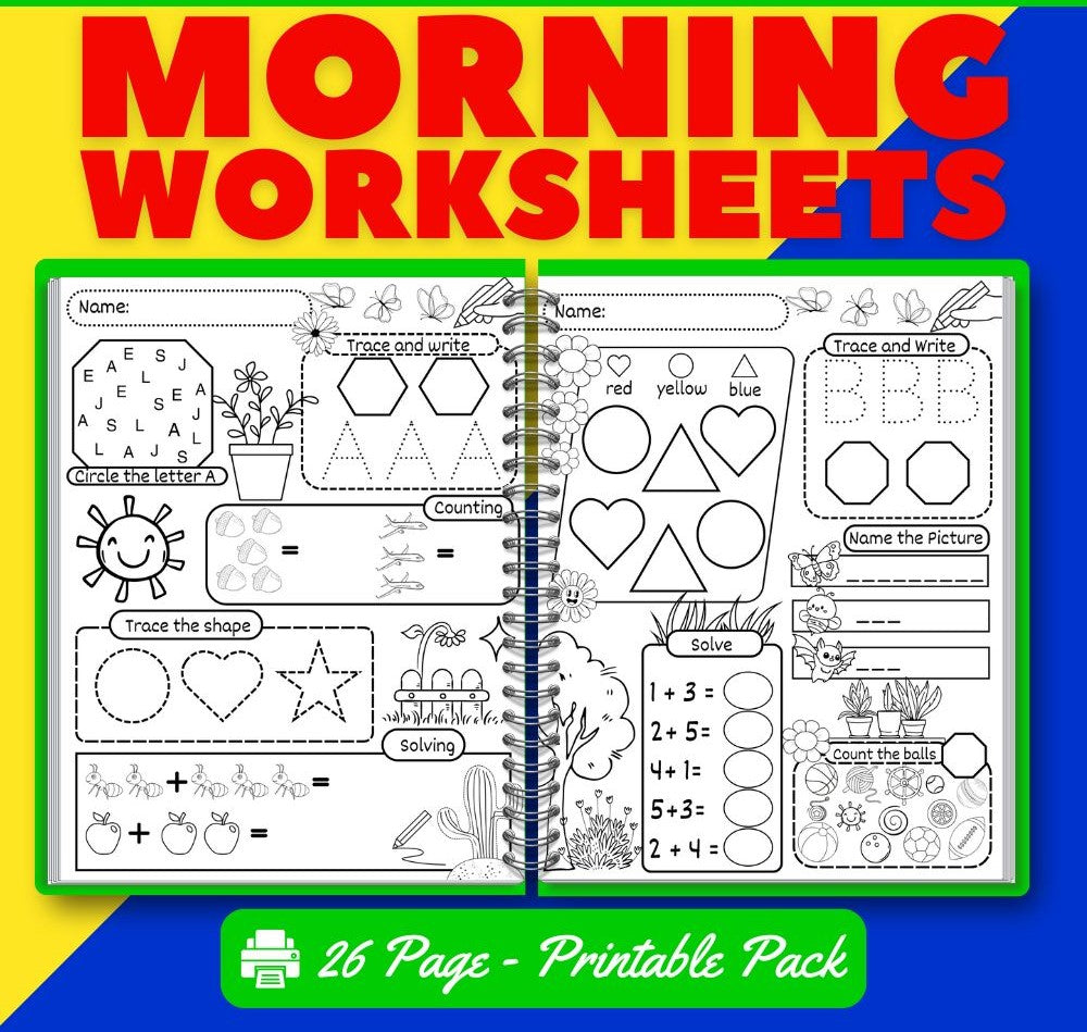 Printable Morning Worksheets for Kids – 26 Pages – Arts Crafts Learning