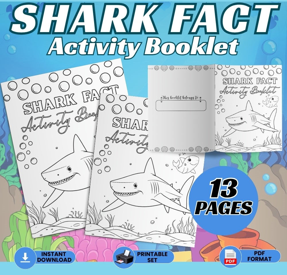 Shark Fact Activity Booklet for Kids Printable – Arts Crafts Learning