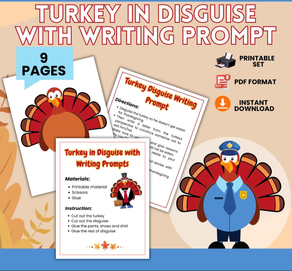 Turkey in Disguise Writing Prompt Printable Activity – Arts Crafts Learning