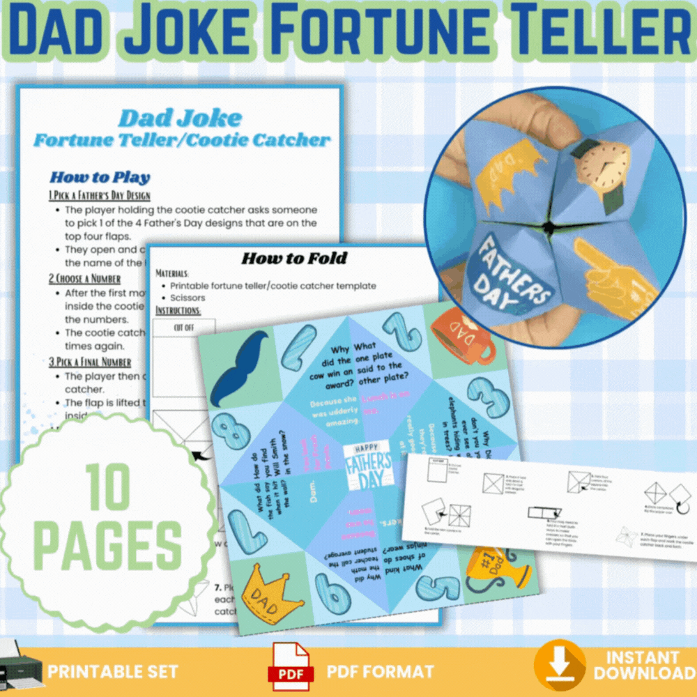 Printable Dad Joke Cootie Catcher Fortune Teller – Arts Crafts Learning