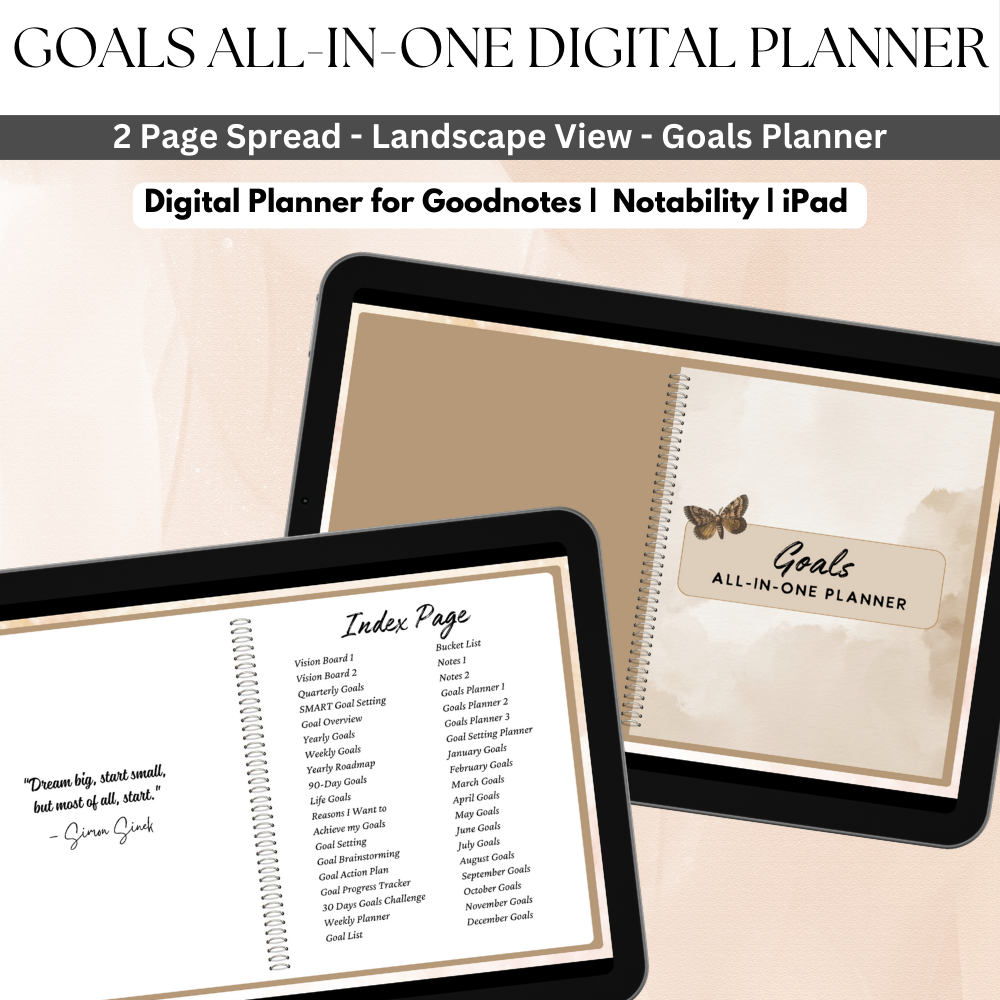 Digital Landscape Goals All-In-One Planner PDF – Arts Crafts Learning