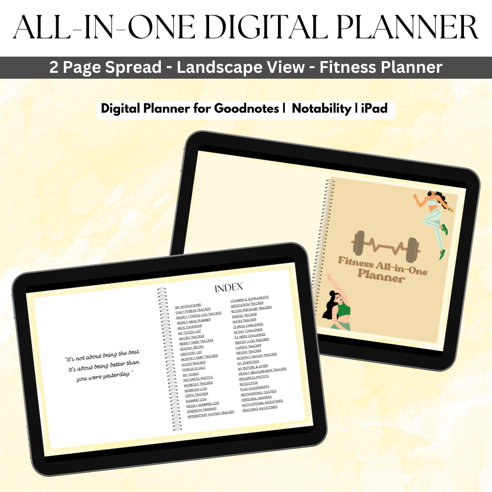 Digital Landscape Fitness All-In-One Planner PDF – Arts Crafts Learning