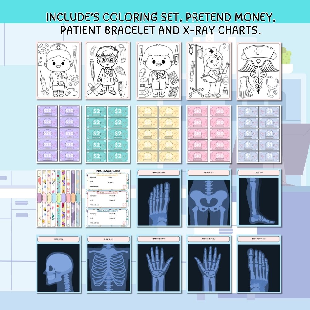 Doctor Office Pretend Play Printables – 68 Page Set – Arts Crafts Learning