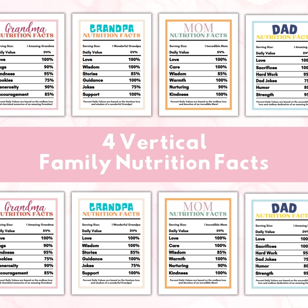 Family Nutritional Fact Labels – Fun Printable Pack – Arts Crafts Learning