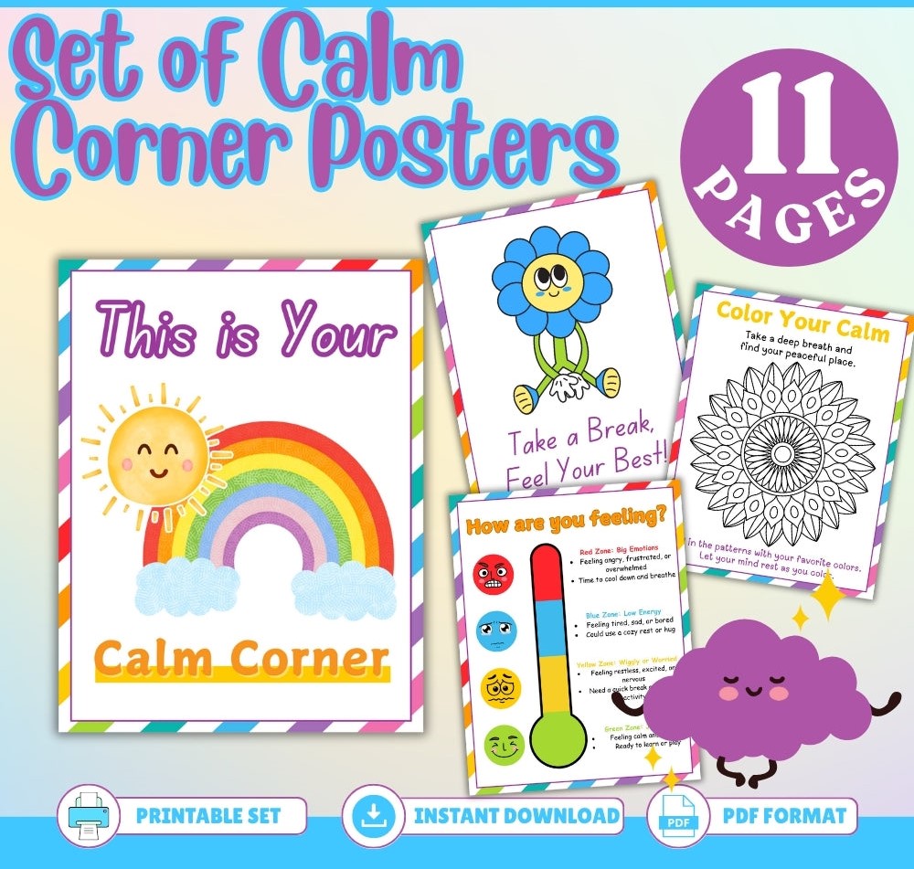 Calm Corner Posters – 11 Printable Mindfulness Pages – Arts Crafts Learning