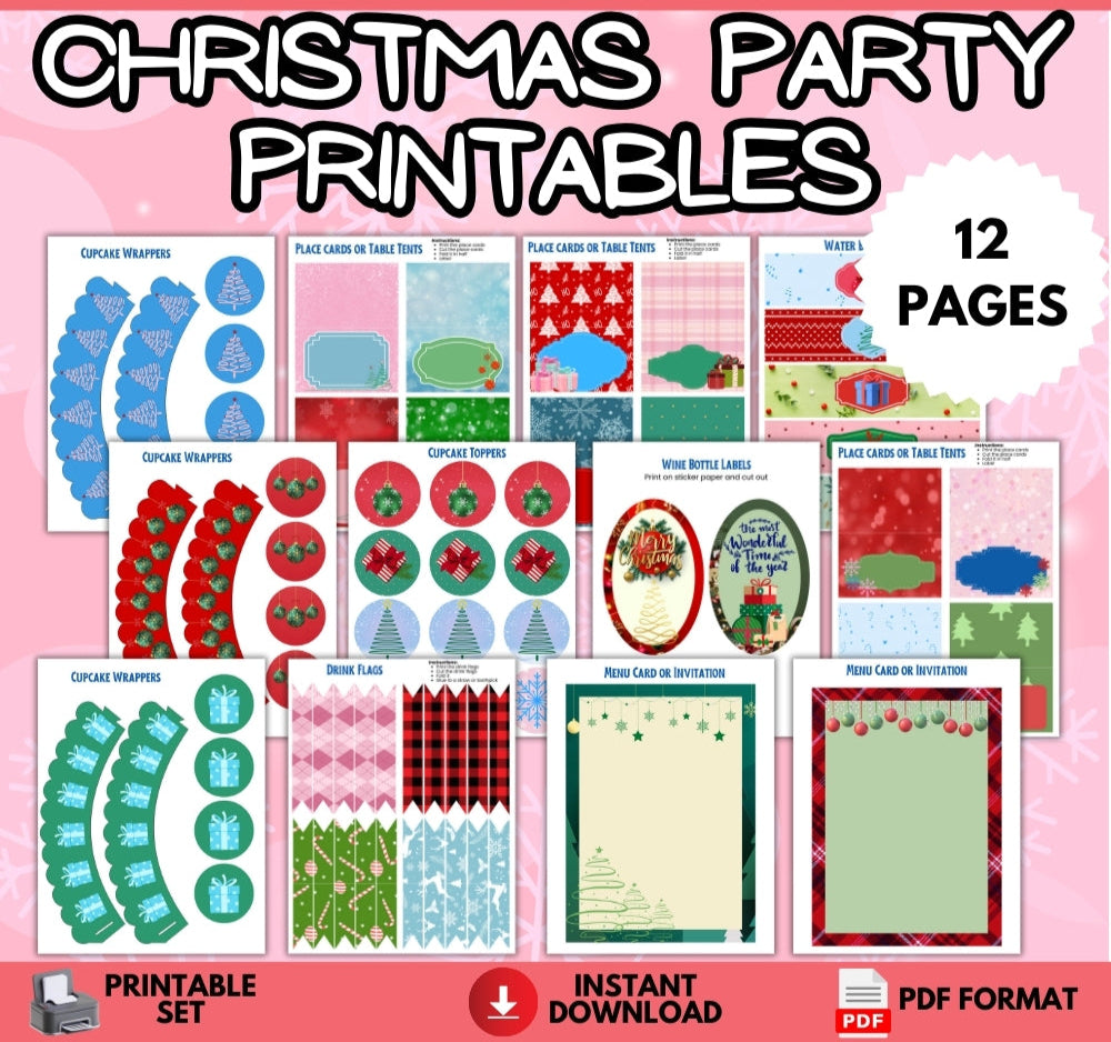 Festive Christmas Party Printables Bundle – Arts Crafts Learning