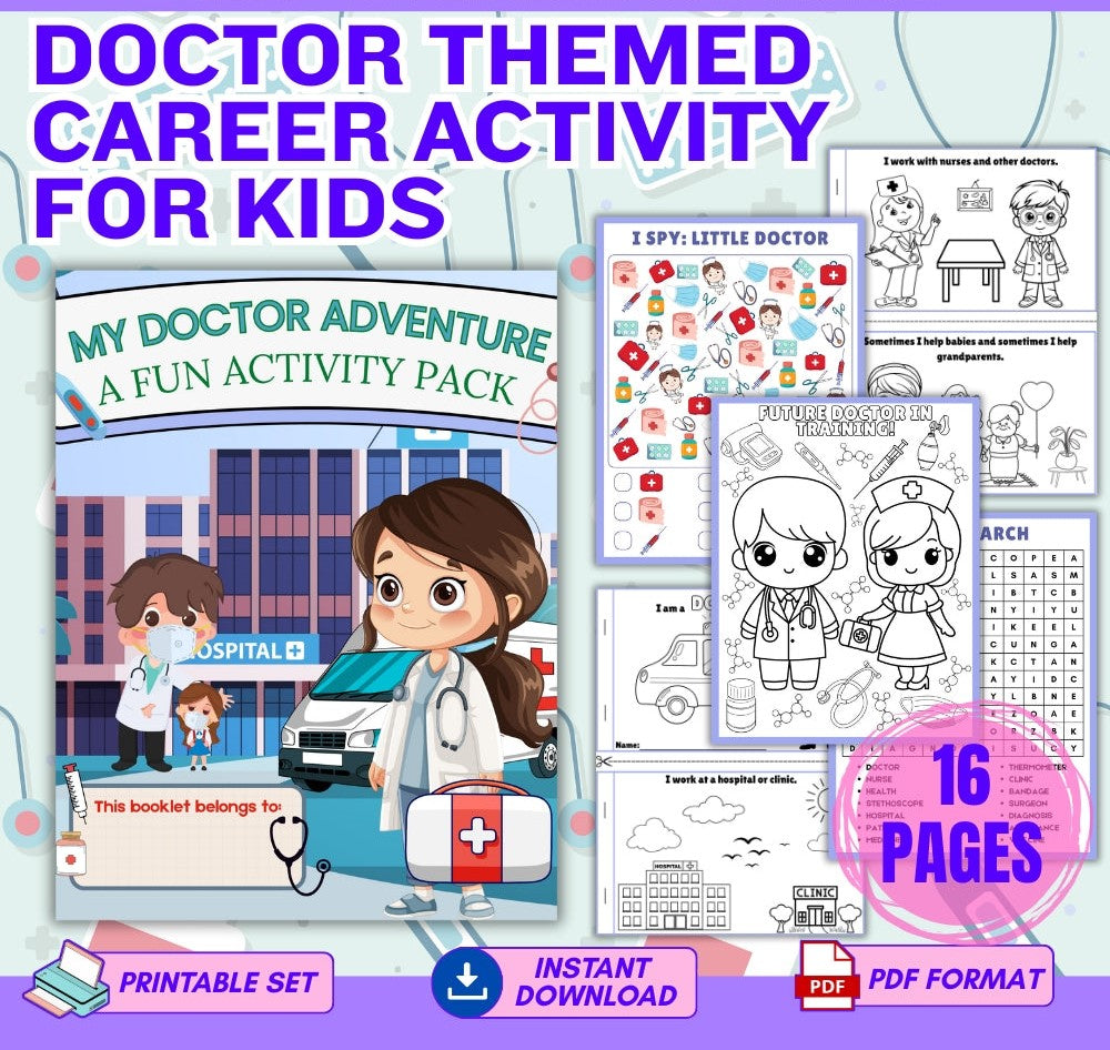 Kids Doctor Activity Pack Printable (24 Pages) – Arts Crafts Learning