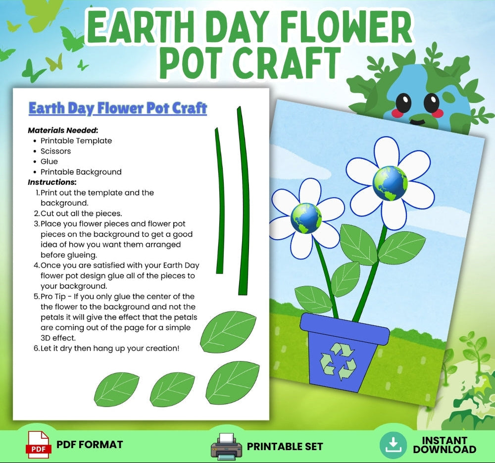 Earth Day Printable Flower Pot Craft for Kids – Arts Crafts Learning