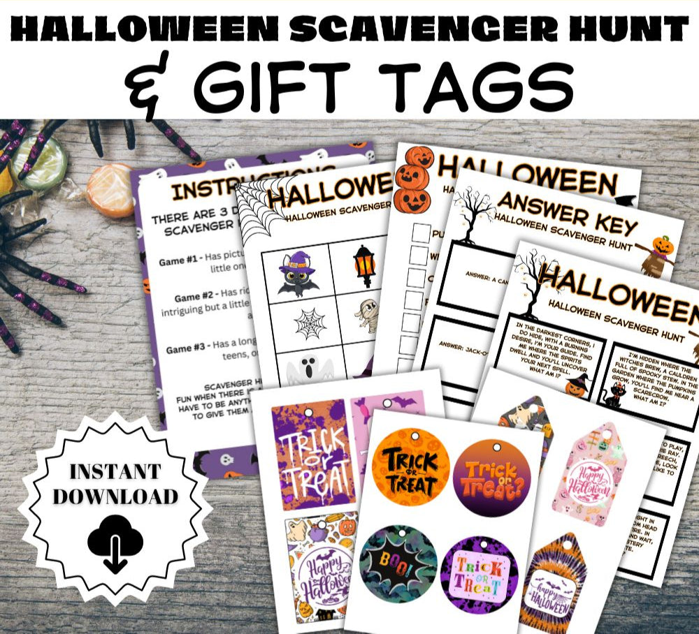 Halloween Scavenger Hunt & Gift Tags Printable – Arts Crafts Learning