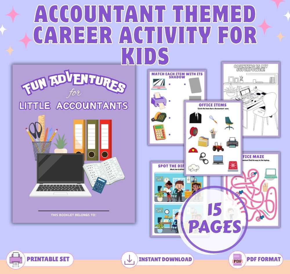 Kids Accountant Activity Pack Printable (19 Pages) – Arts Crafts Learning