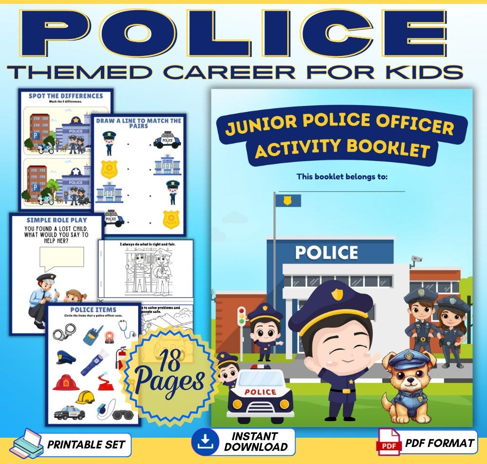 Kids Police Activity Pack Printable (21 Pages) – Arts Crafts Learning
