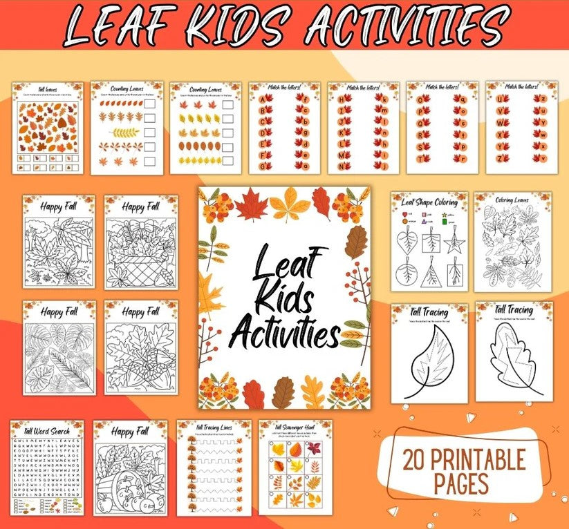 Leaf Kids Activity Pack – 20 Fall Printable Worksheets – Arts Crafts ...