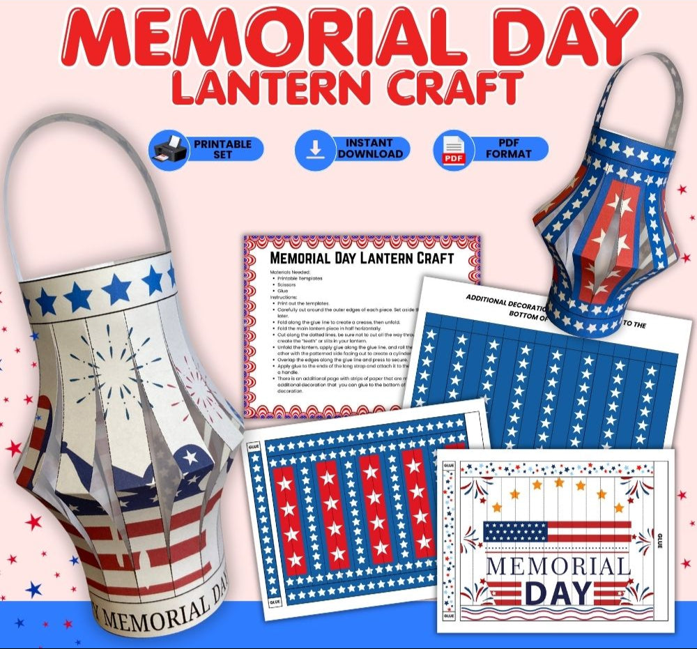 Printable Memorial Day Lantern Craft Decorations – Arts Crafts Learning