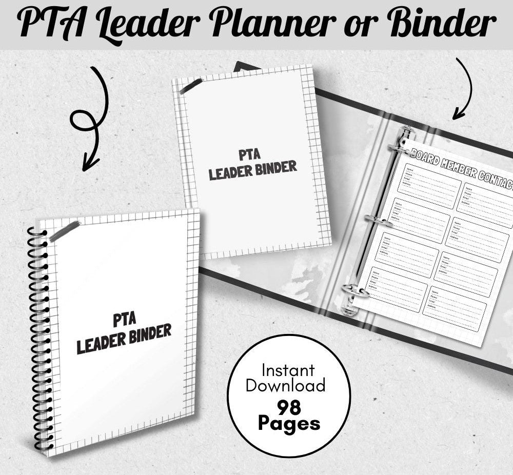 PTA Leader Planner - 98 Page Organizer & Binder – Arts Crafts Learning