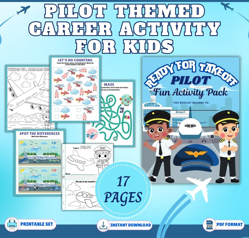 Kids Pilot Activity Pack Printable (19 Pages) – Arts Crafts Learning
