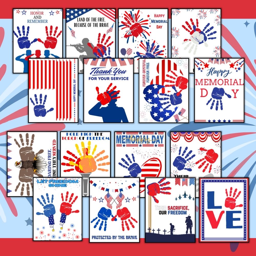 Printable Memorial Day Handprint Art – 16 Designs – Arts Crafts Learning