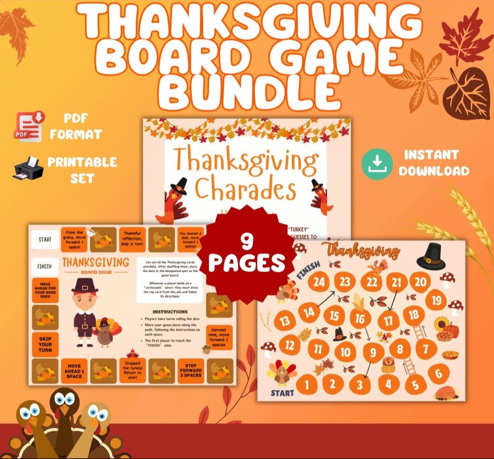 Thanksgiving Printable Board Game Bundle for Kids & Families – Arts ...